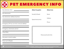 Downloadable Pet Emergency Info Sheet Parnell Living Science